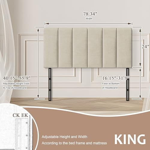 HAOBO Home Upholstered Headboard Foldable King Size Headboards Eastern ...