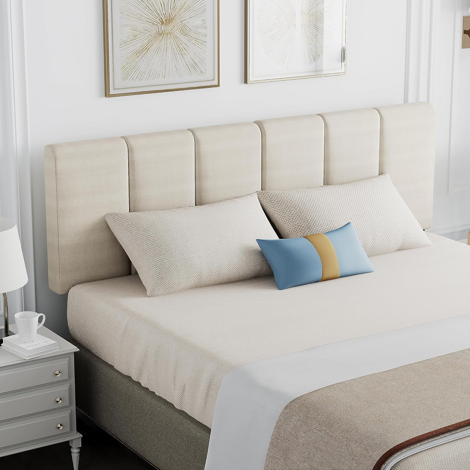 HAOBO Home Upholstered Headboards Foldable Queen/Full Linen Panels with ...
