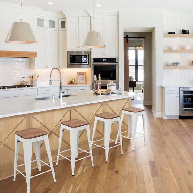 HAOBO Modern Industrial Metal Stool Classroom Stools with Wooden Seat ...