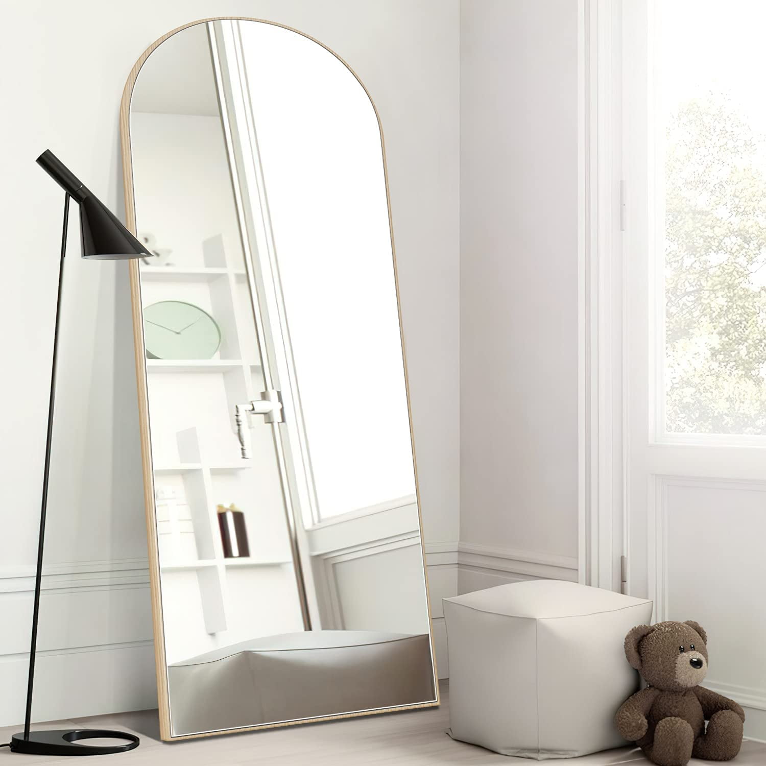HAOFEI Arched Full Length Mirror Arched Floor Mirror with Stand, Wall Mirror Standing, Leaning ...