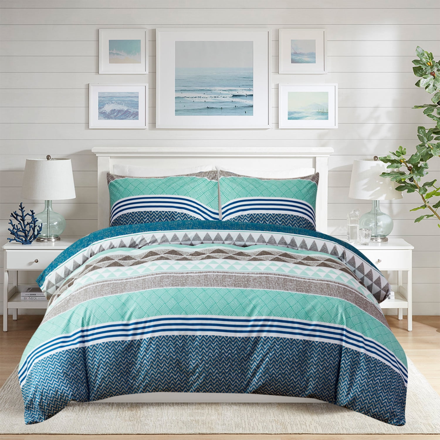 HAOK Duvet Cover Set King Size, 3 Pieces Soft Washed Microfiber Duvet ...