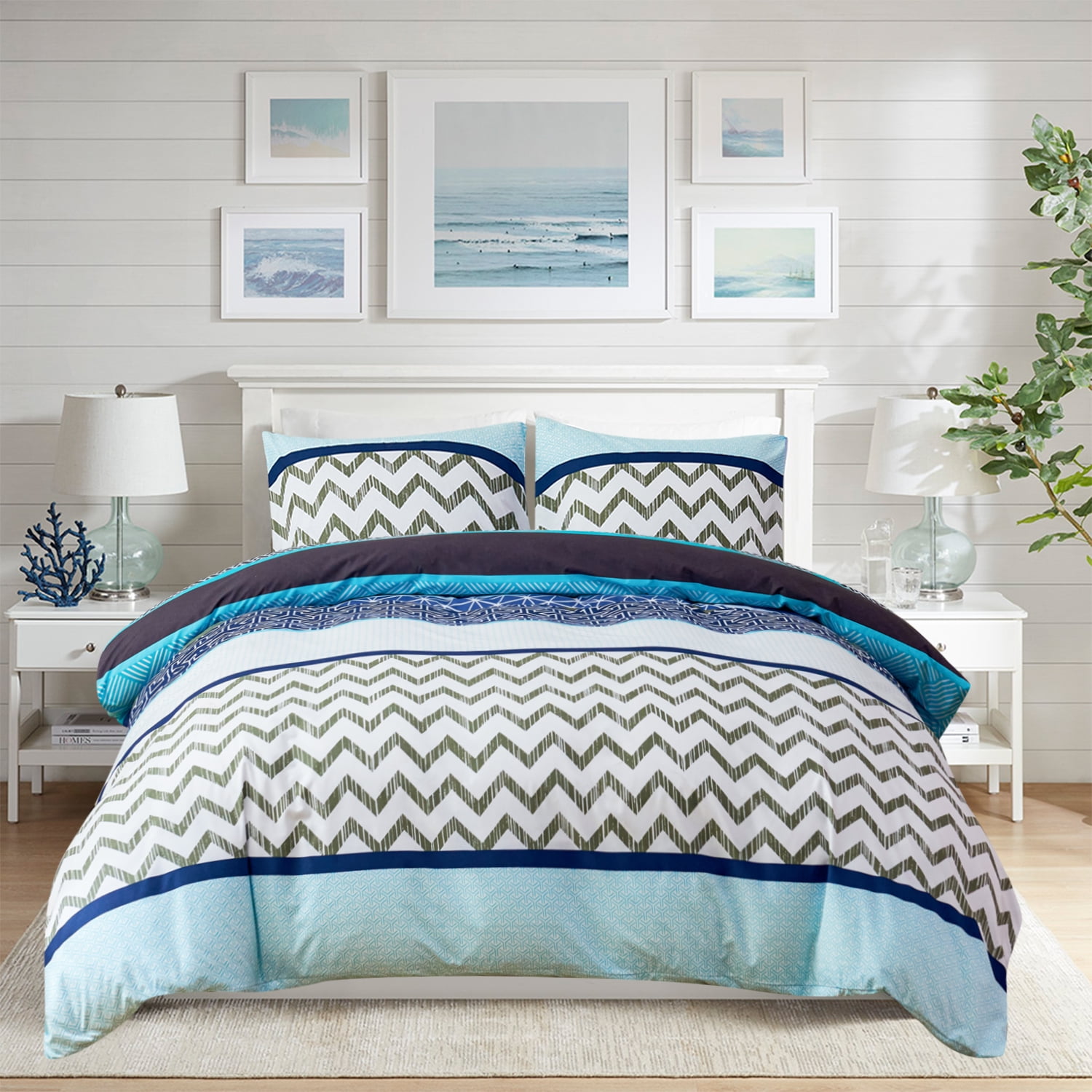 HAOK Duvet Cover Set King Size, 3 Pieces Soft Washed Microfiber Duvet ...