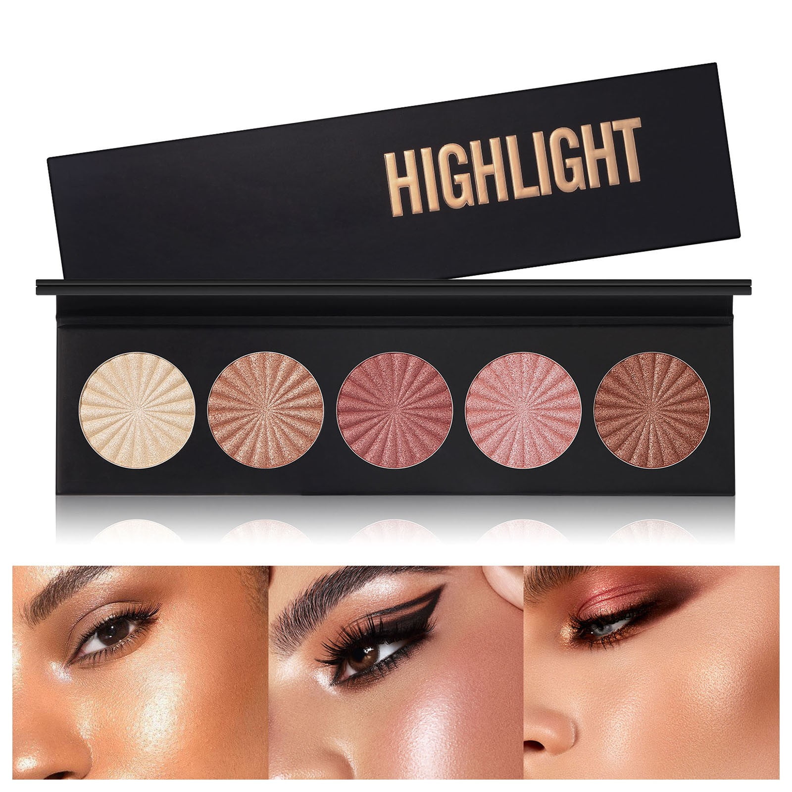 HAOLAOYULU Highlighter Contouring 5 Color Natural Highlighter Disc 5 ...