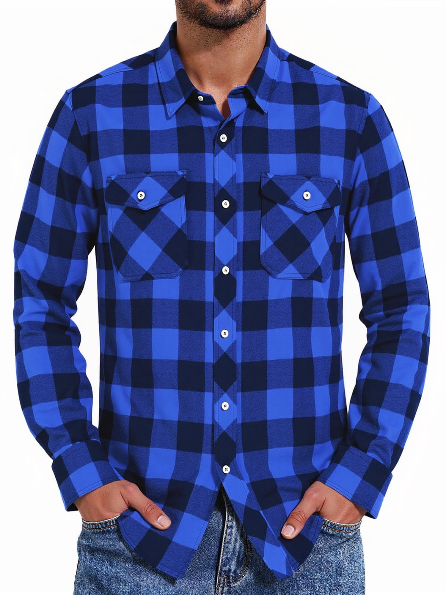 HAOMEILI Men's Regular Fit Flannel Shirt, Long Sleeve, Button Down ...