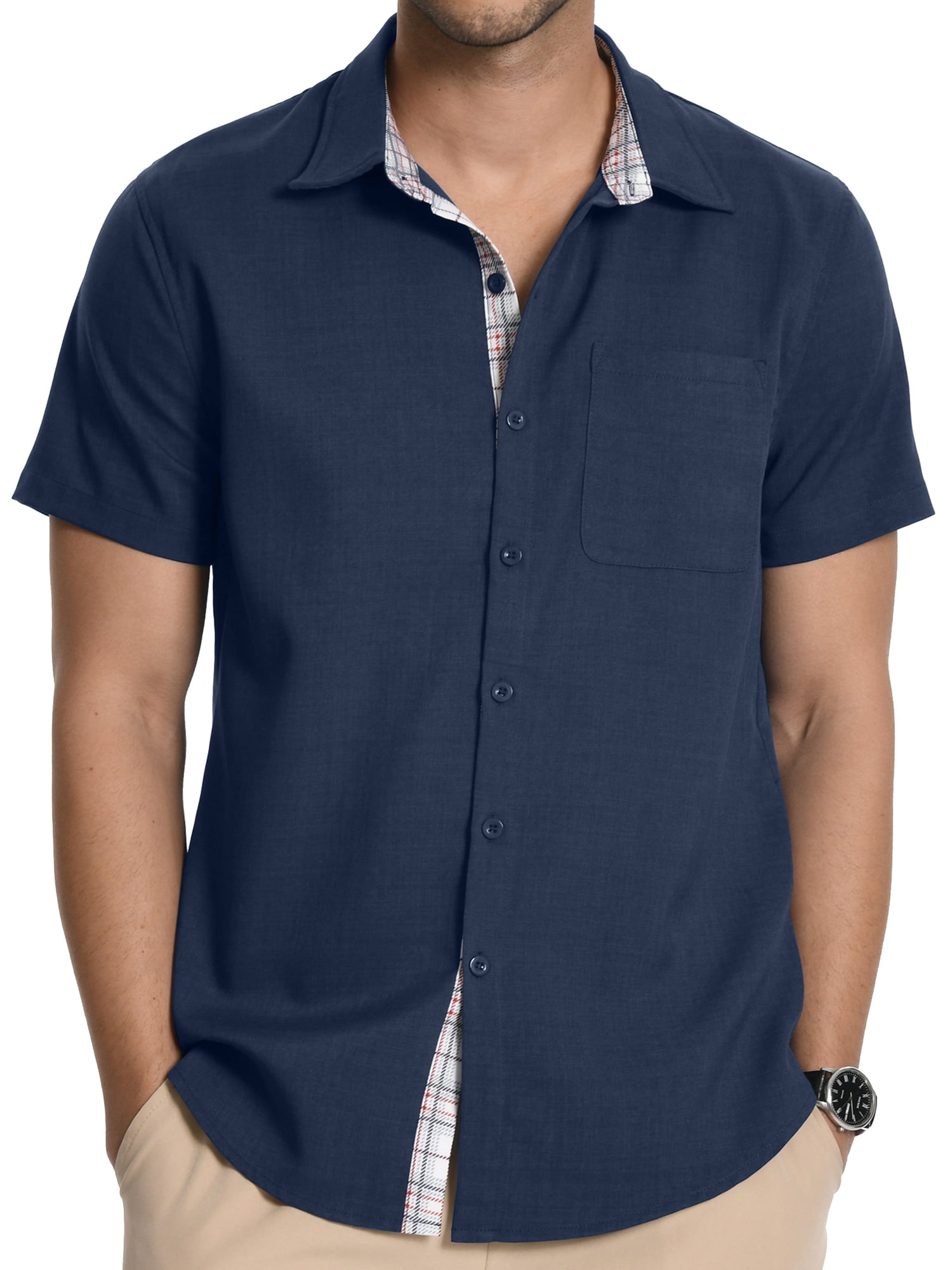 HAOMEILI Men's Button Down Shirts Short Sleeve Casual Shirts Summer ...