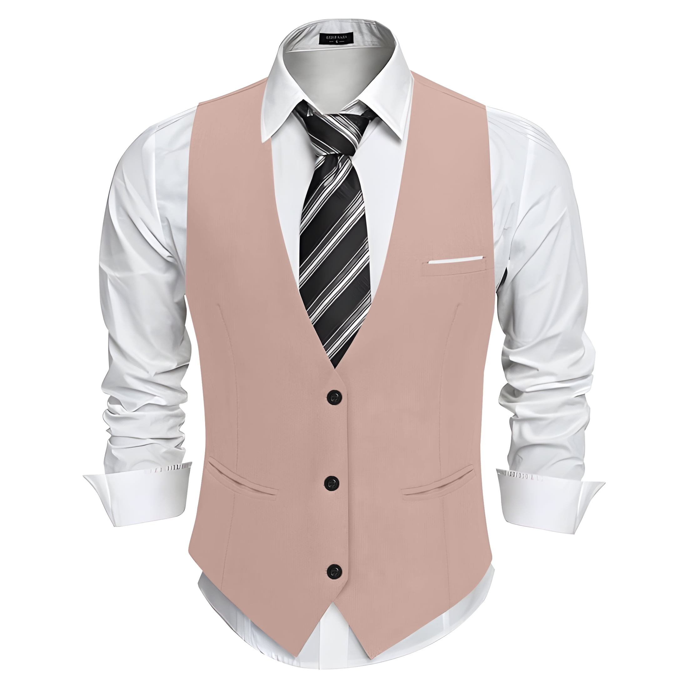 HAOMEILI Men's Suit Vest Business Formal Dress Waistcoat Vest with 3 ...
