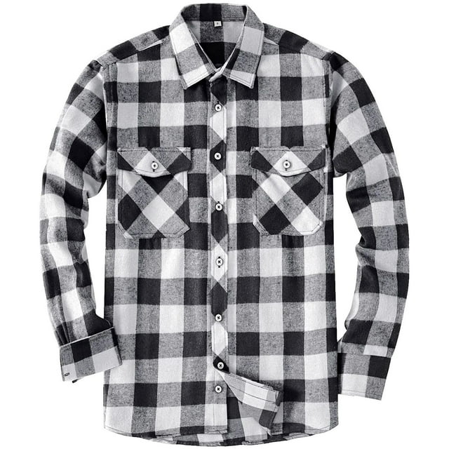 HAOMEILI Men's Regular Fit Long Sleeve Plaid Flannel Shirt, Button Down ...