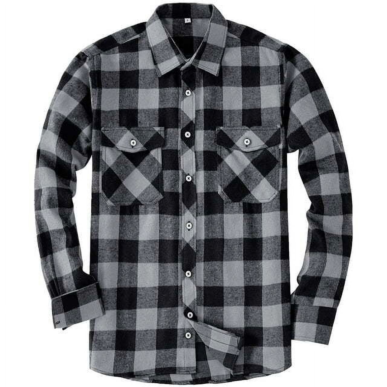 HAOMEILI Men's Regular Fit, Long Sleeve, Button Down Plaid Flannel ...