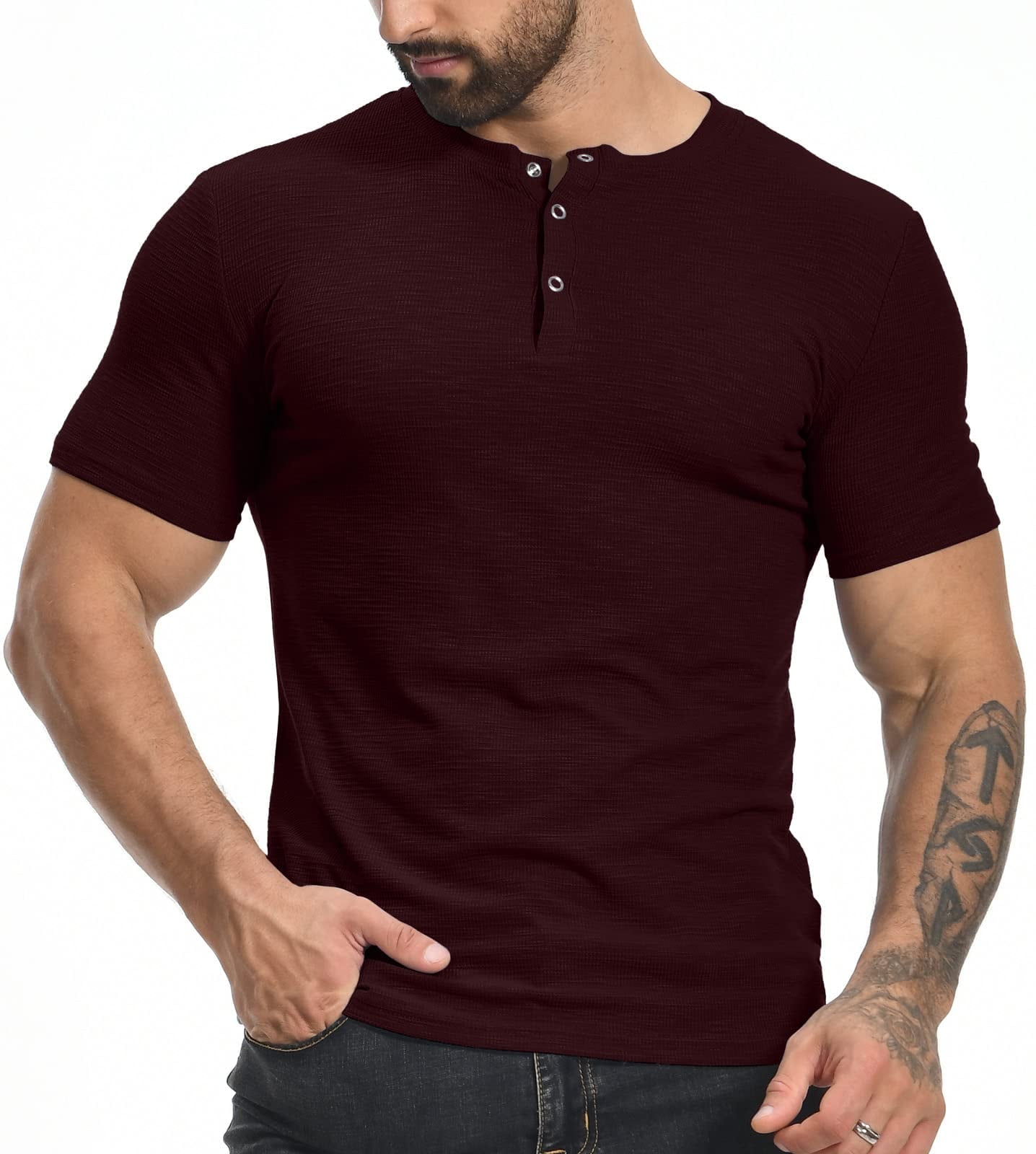 HAOMEILI Men's Muscle T Shirts Stretch Short Sleeve Workout Tee Casual ...