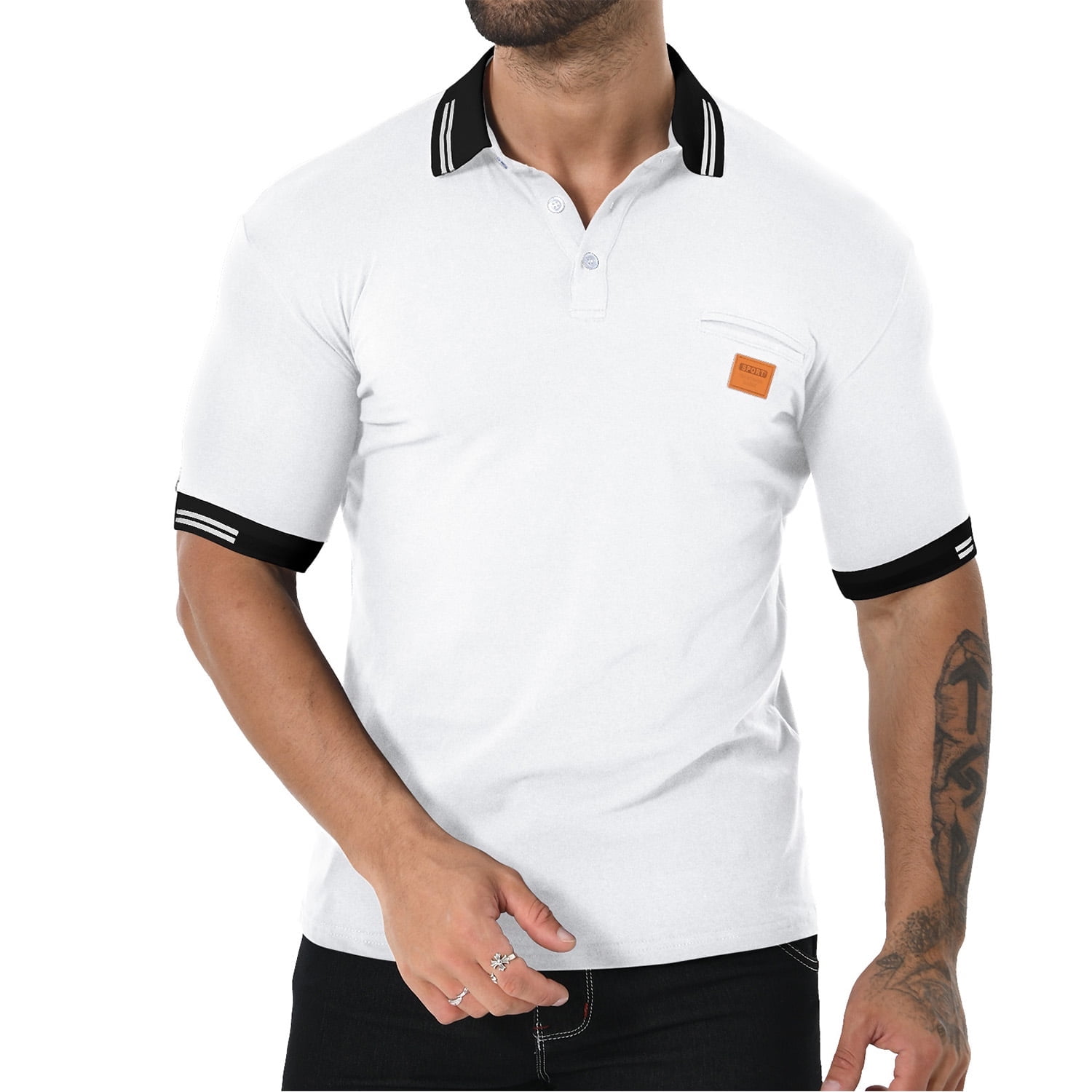 HAOMEILI Men's Casual Polo Shirts 2024 Solid/Short Sleeve Fashion Shirt Classic Striped Slim Fit ...