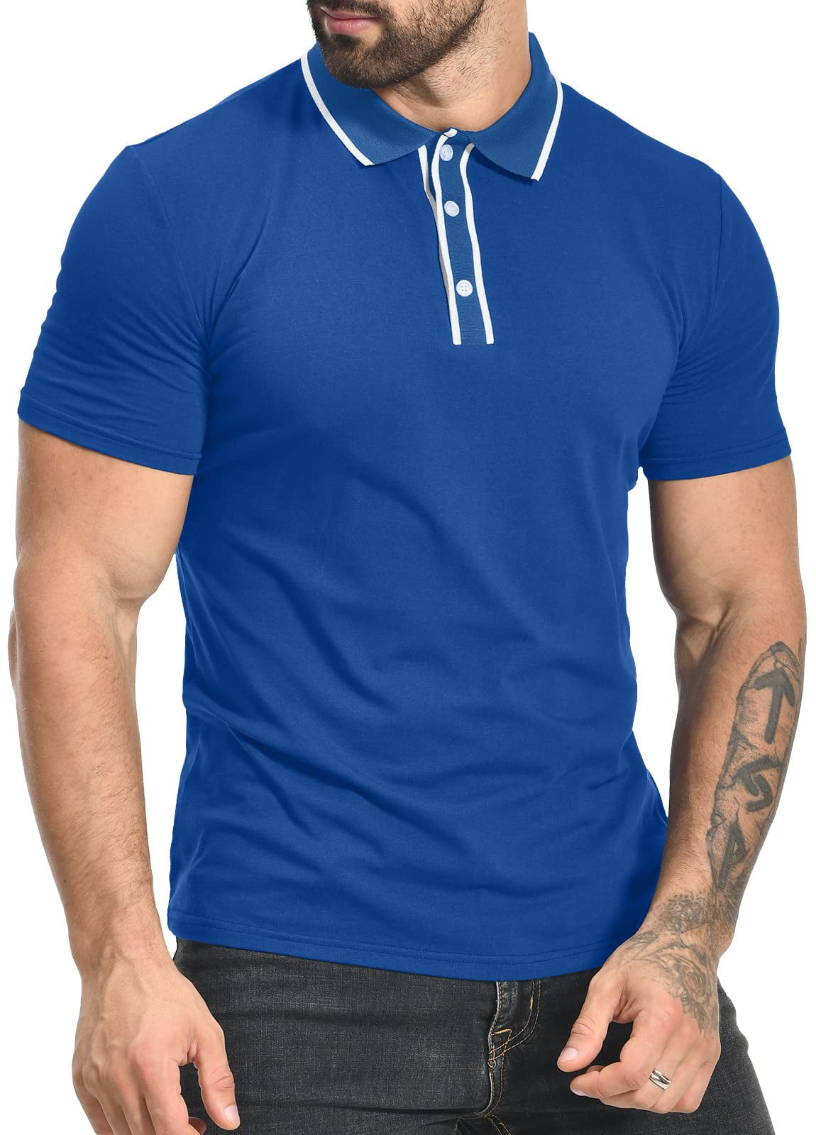 Haomeili Mens Polo Shirts Summer Short Sleeve Casual 3 Button T Shirts