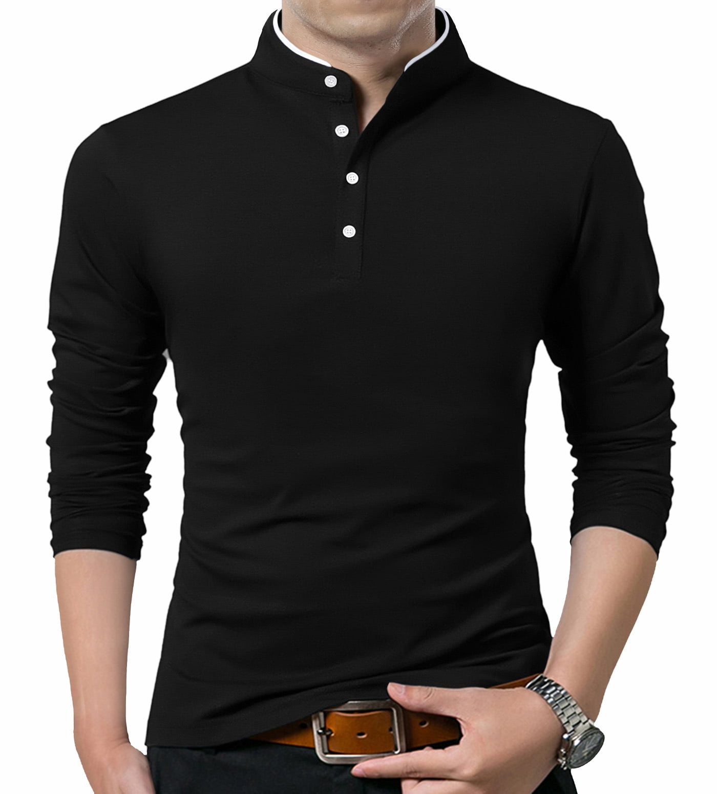 HAOMEILI Men's Polo Shirts Casual Long/Short Sleeve Cotton Pique Polo T ...