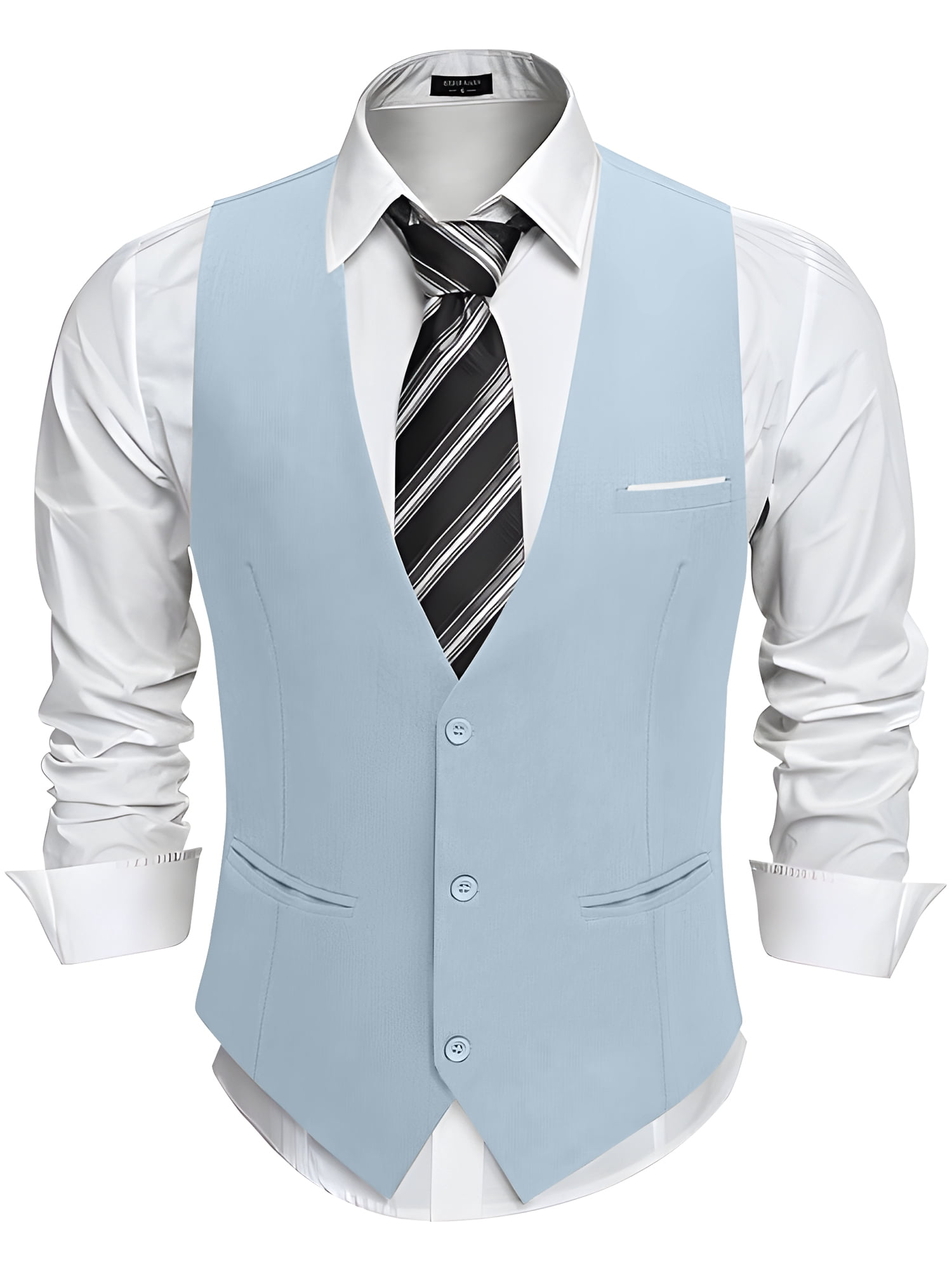 HAOMEILI Men's Suit Vest Business Formal Dress Waistcoat Vest with 3 ...