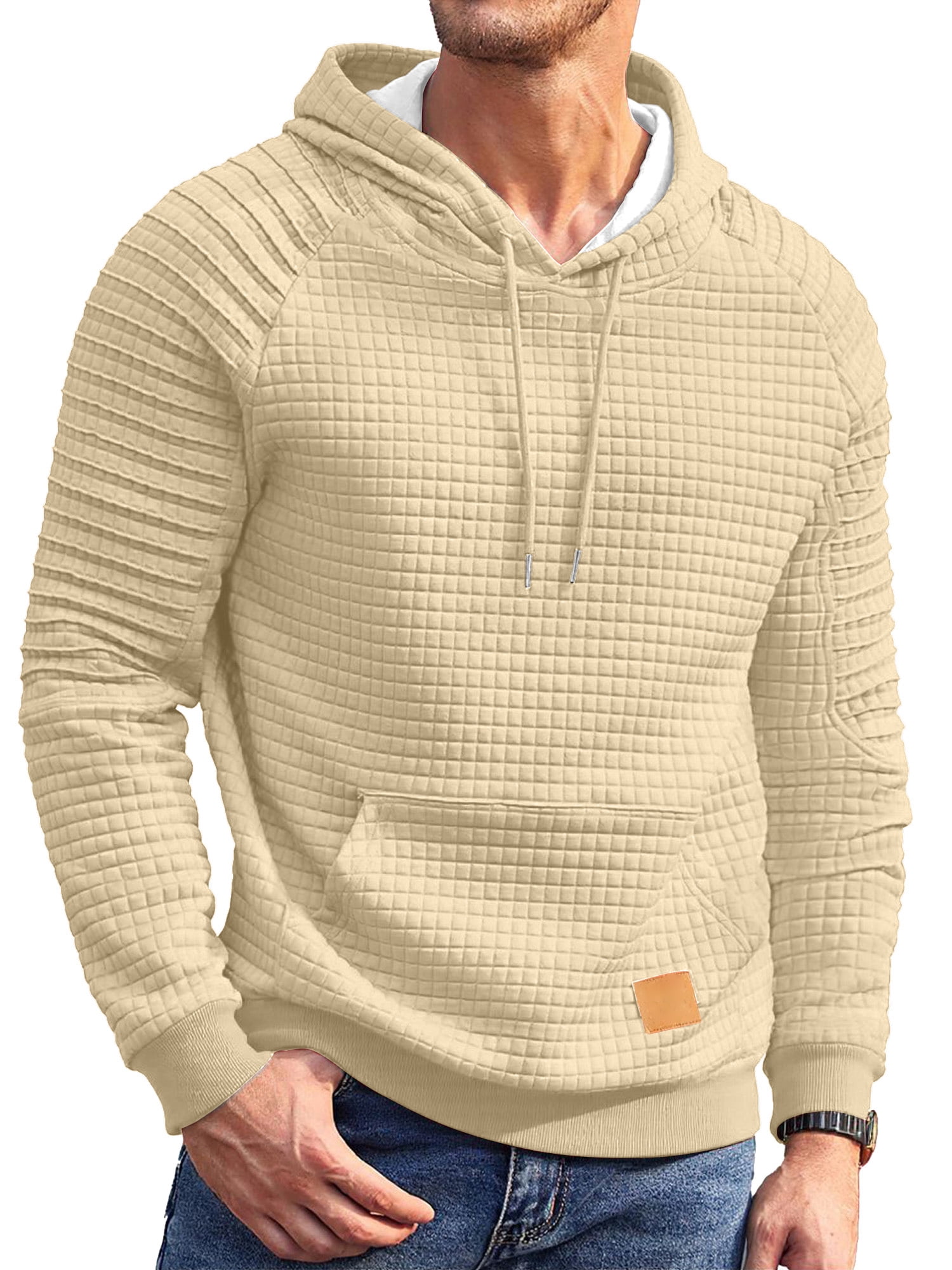 HAOMEILI Mens Hoodies Sweatshirts Long Sleeve Fashion Waffle Knit ...