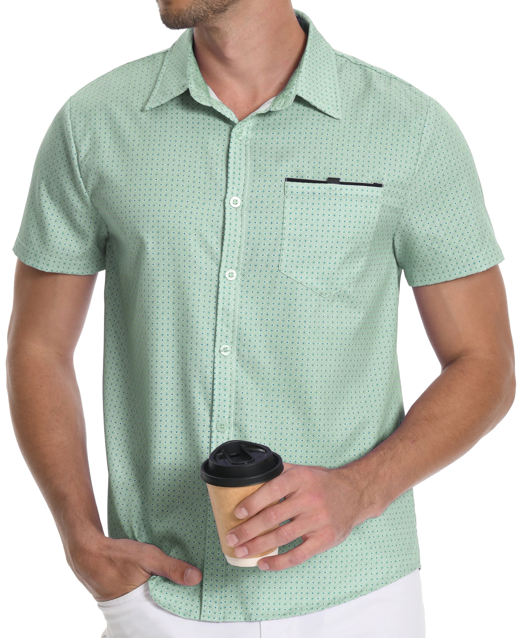 HAOMEILI Mens Short Sleeve Casual Button Down Shirts Summer Untucked ...
