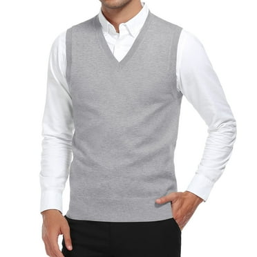 Kallspin Men's Wool Blend Sweater Vest Cable Knit V Neck Knitted ...