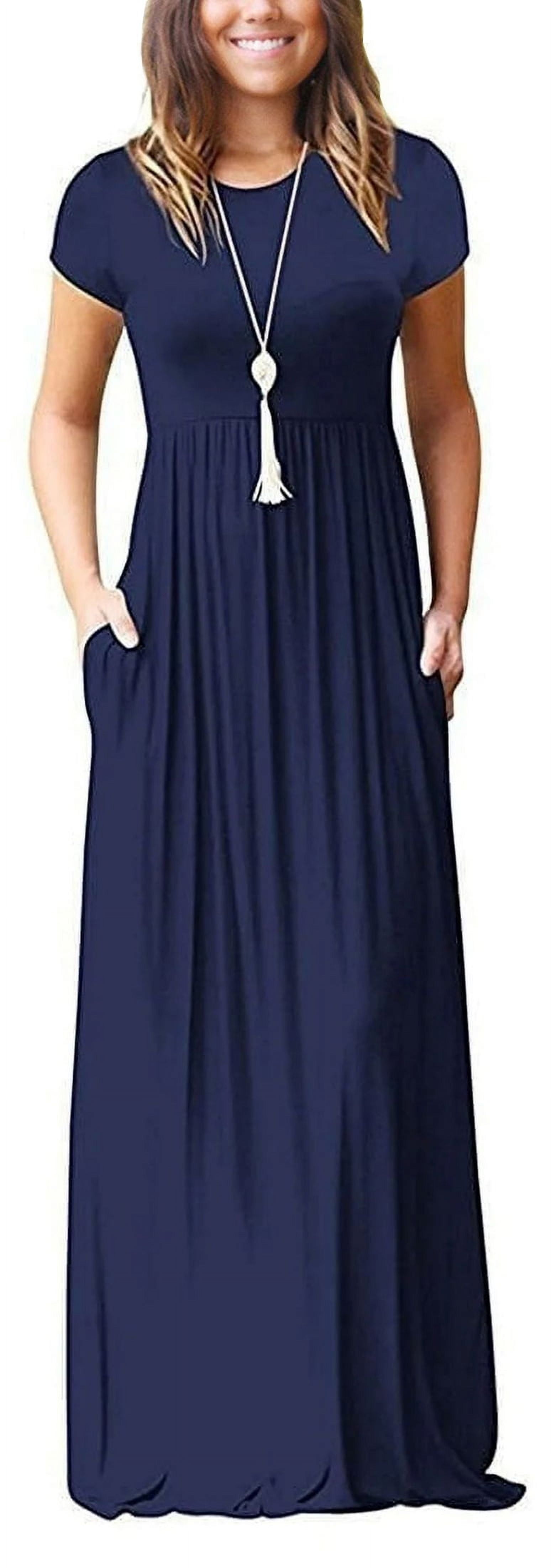 HAOMEILI Women Casual Maxi Dresses, Short/Long Sleeve, Pockets ...