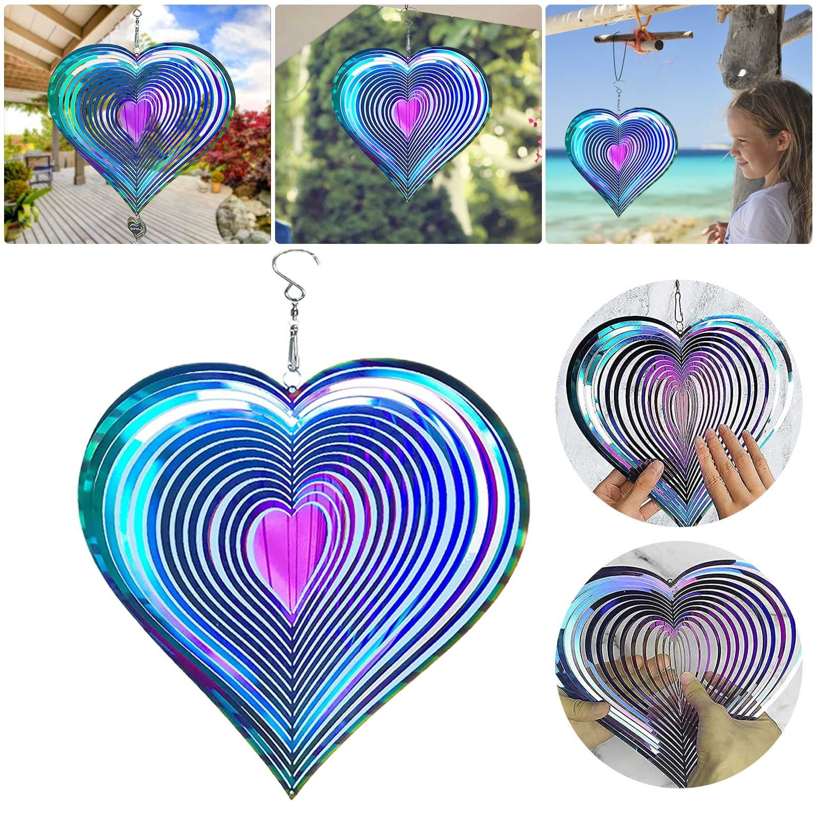 HAOMONZEN Clearance Sale 3D Heart Wind Metal Stainless Steel Wind ...
