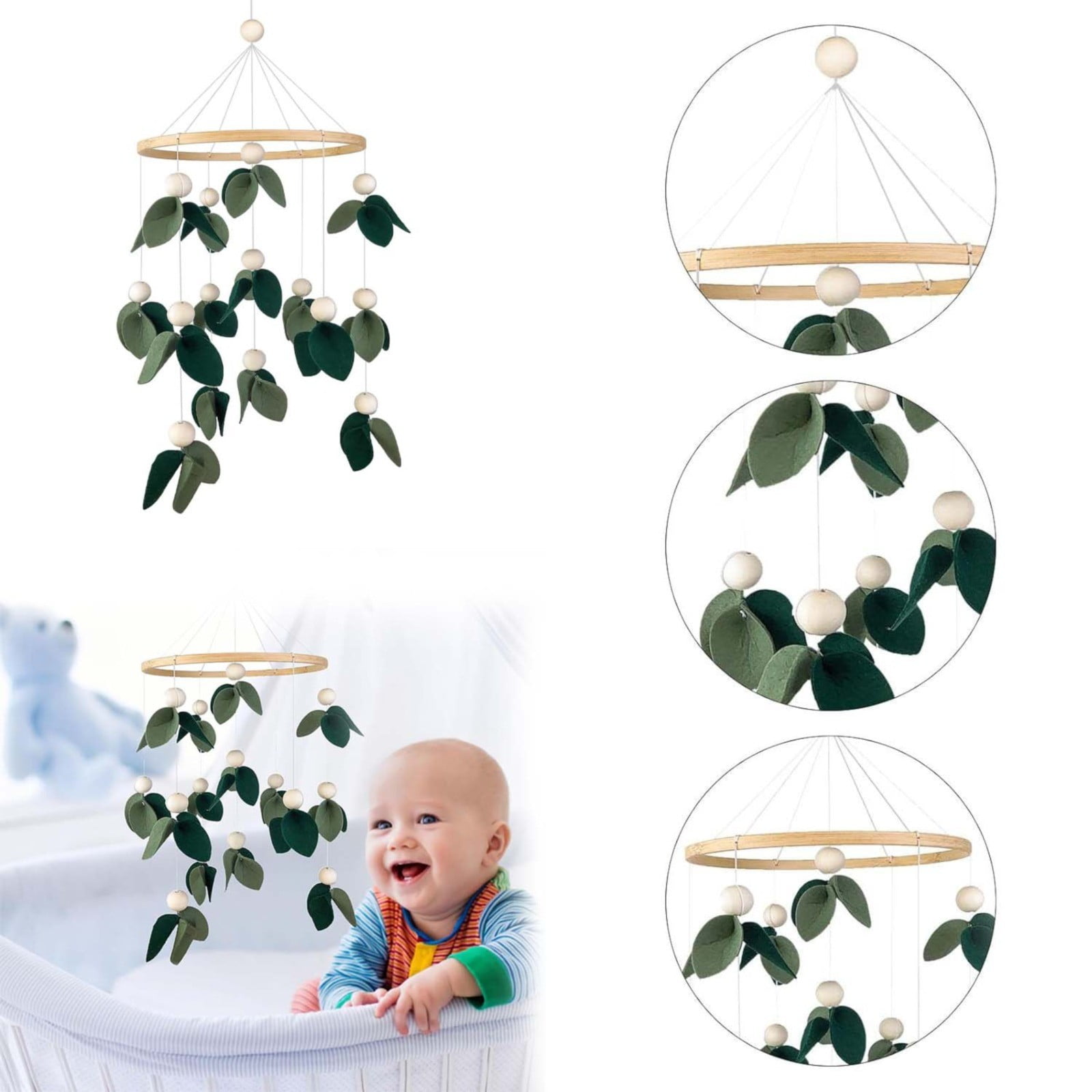HAOMONZEN Soft Nursery Crib | Baby Mobile | Rustic Tree Leaf Soft ...