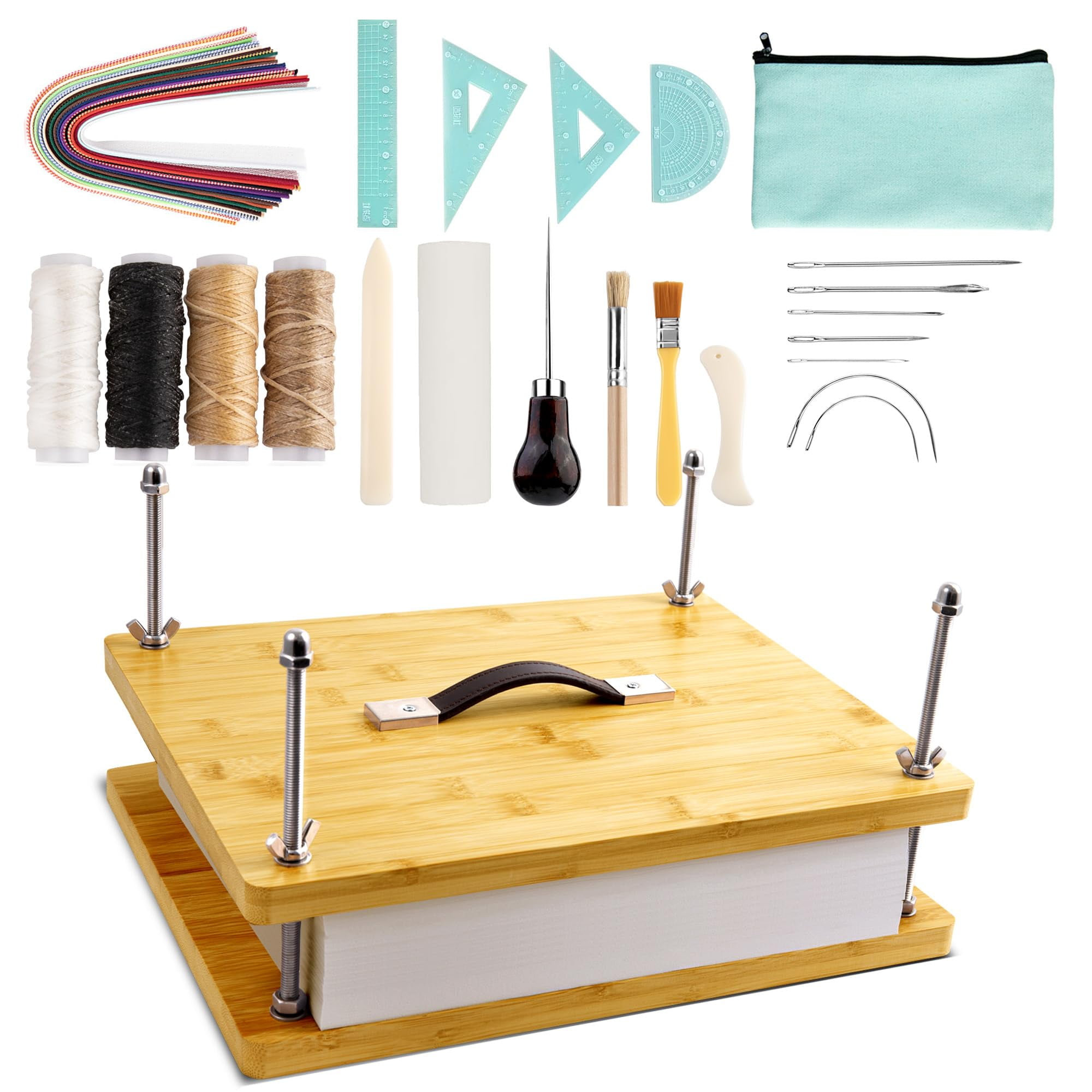 HAOPENGYOU 14.7"x11.4" Large Bamboo Book Press & Bookbinding Kit with ...