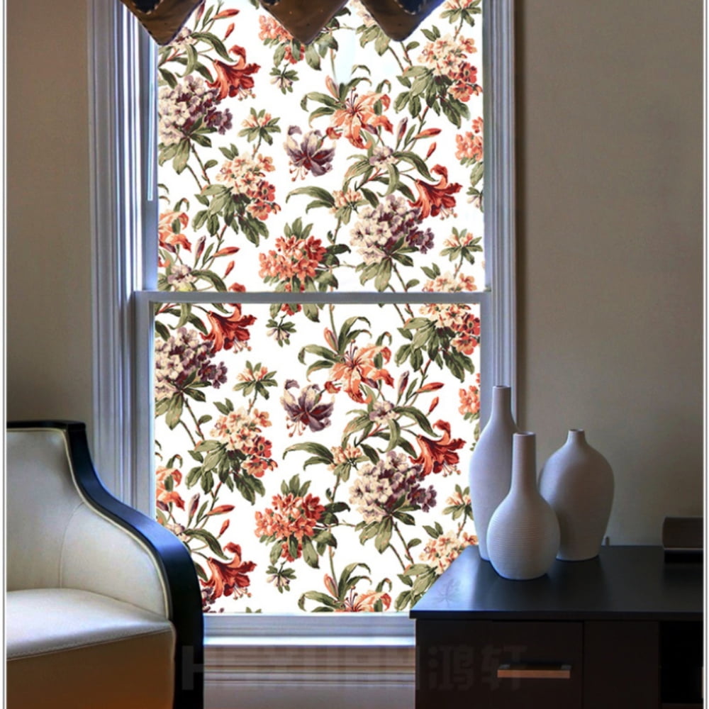 HAORUN 3D Flower Stained Static Cling Window Films Frosted Opaque ...