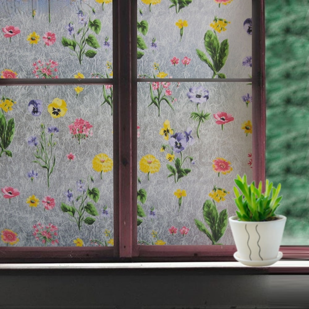 HAORUN 3D Flower Static Glass Films Window Privacy Film Sticker Peel ...