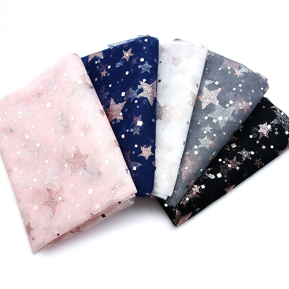 HAORUN Glitter Star Tulle Fabric Sparkling Mesh Sequin Voile DIY ...