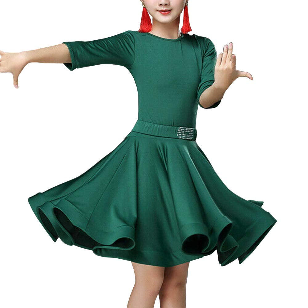 HAORUN Kids Girls Latin Dance Dress Short Sleeves Salsa Rumba Ballet ...