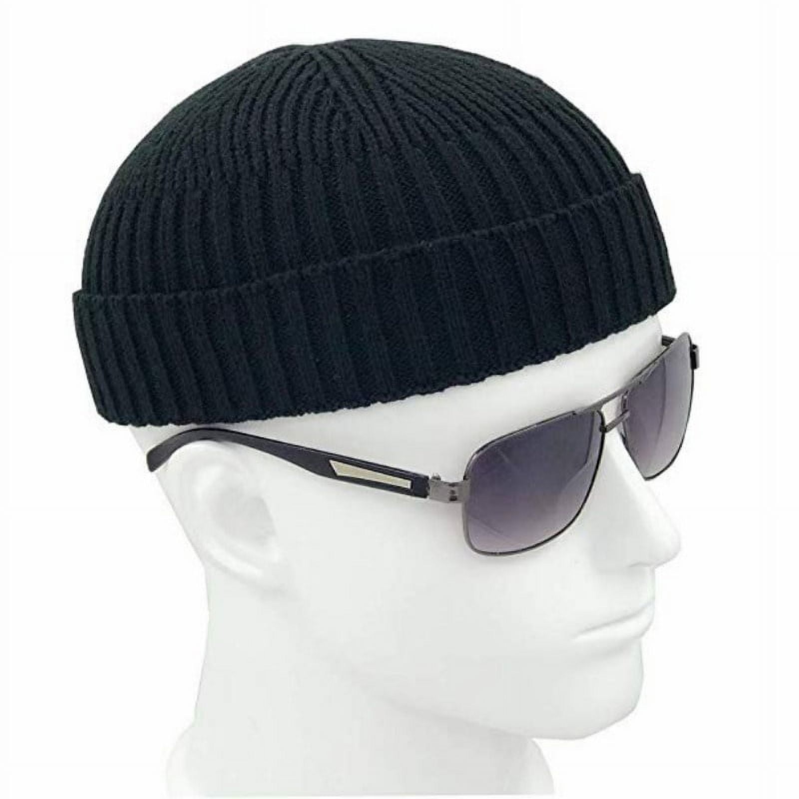 HAORUN Men Autumn Winter Knitted Hat Cuff Brimless Rollup Edge Beanie ...