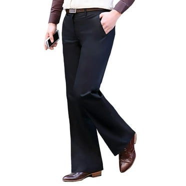 HAORUN Men Bell Bottom Flared Pants Slim Fit Vintage 60s 70s Formal ...