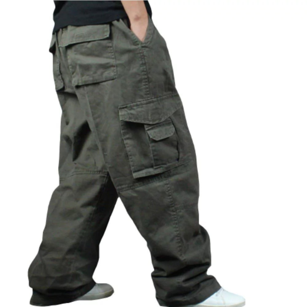 HAORUN Men Cargo Pants Outdoor Dance Pants Loose Baggy Hip Hop Pocket ...