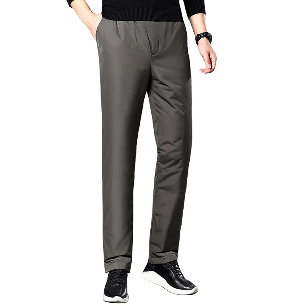 HAORUN Men Duck Down Pants Slim Fit Elastic Waist Drawstring Winter ...