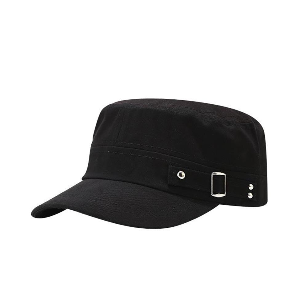 HAORUN Men Flat Top Army Hat Military Style Cadet Outdoor Adjustable ...