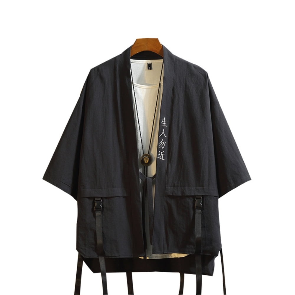 HAORUN Men Japanese Embroidery Kimono Jacket Coat Harajuku Cargo Retro ...