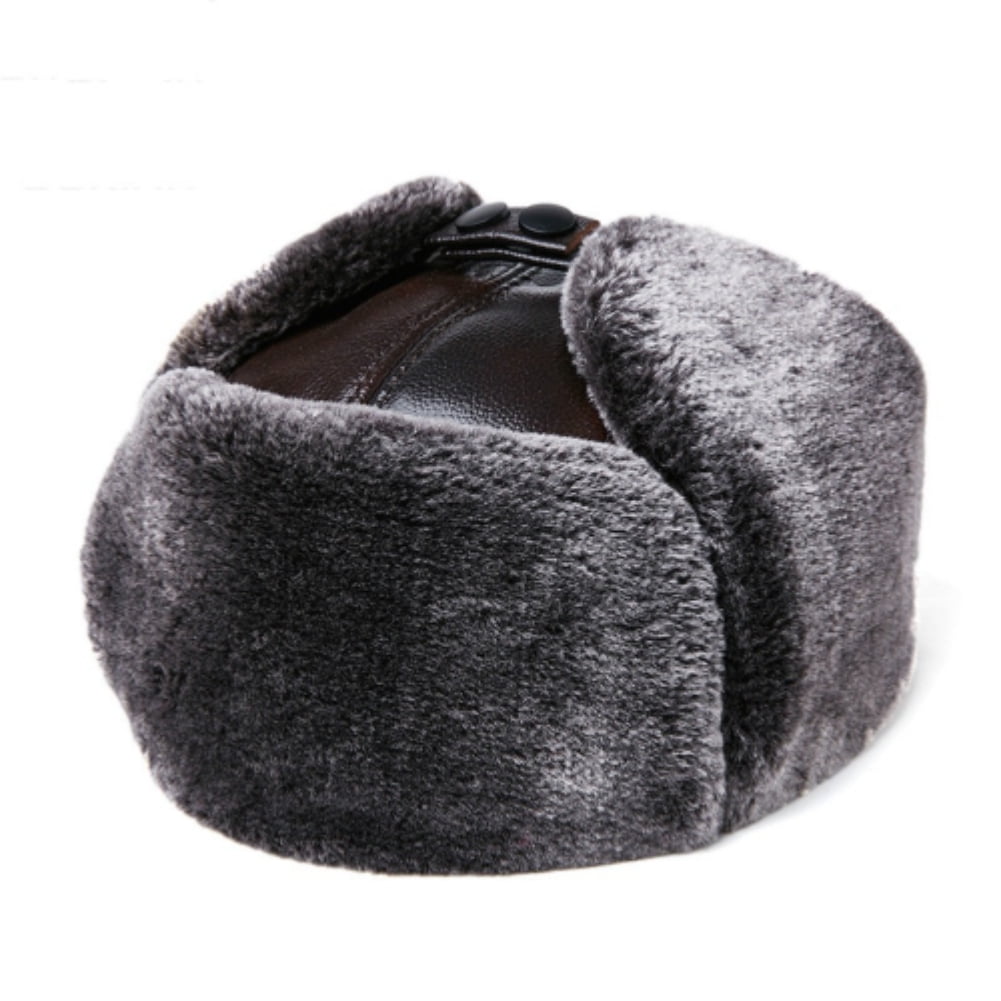 HAORUN Men Leather Hat Cap Ski Trapper Russian Ushanka Cossack ...