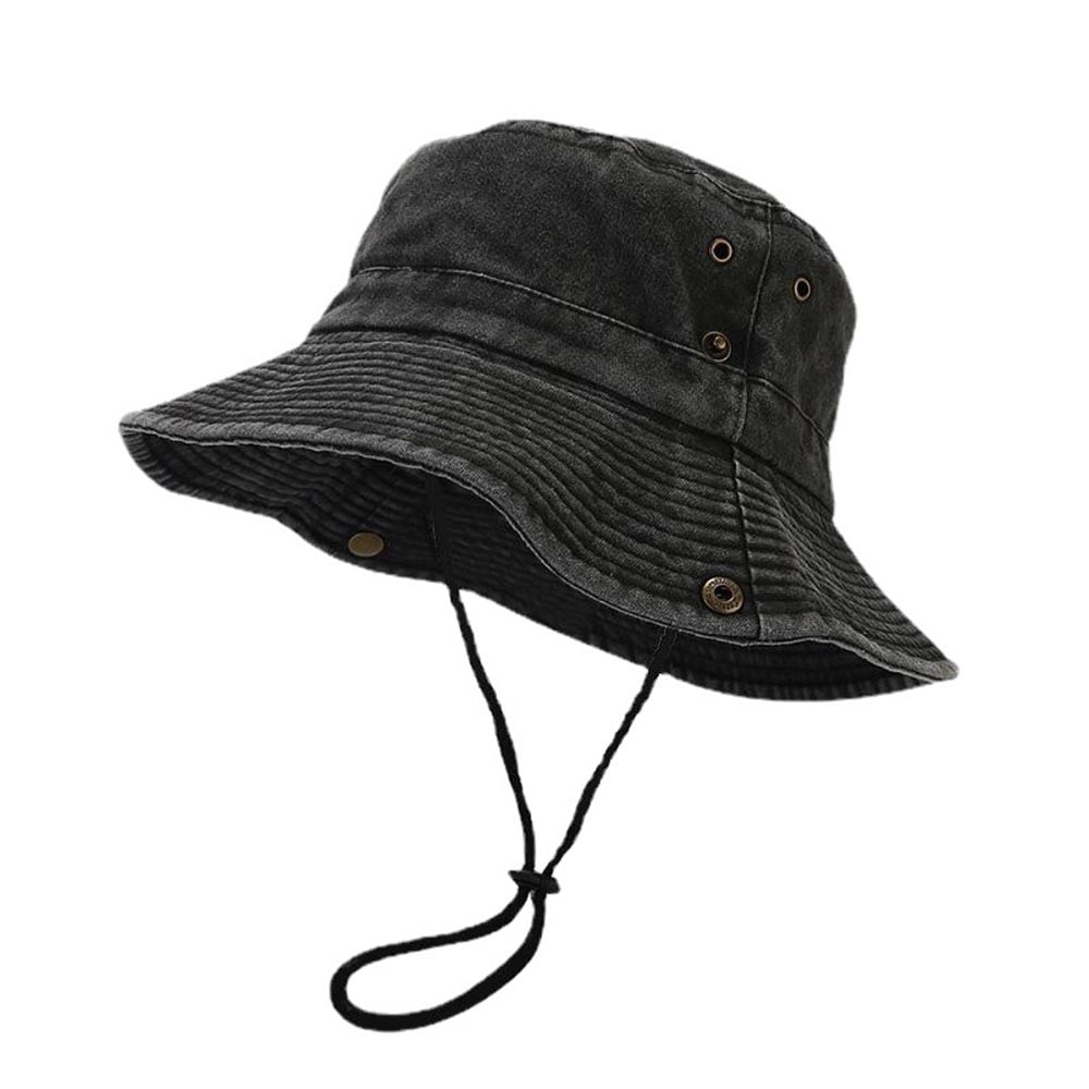 HAORUN Men Summer Bucket Hat with String Wide Brim Fishing Hiking Sun ...