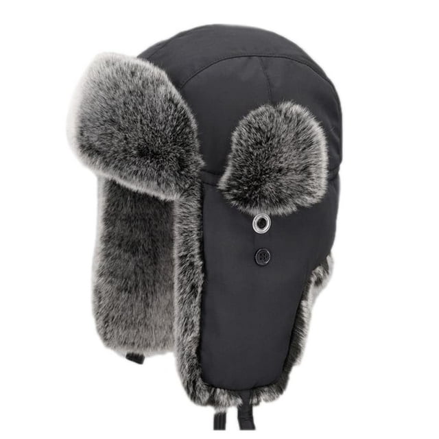 HAORUN Men Winter Warm Faux Fur Trapper Hat Ski Ushanka Russian Cossack ...