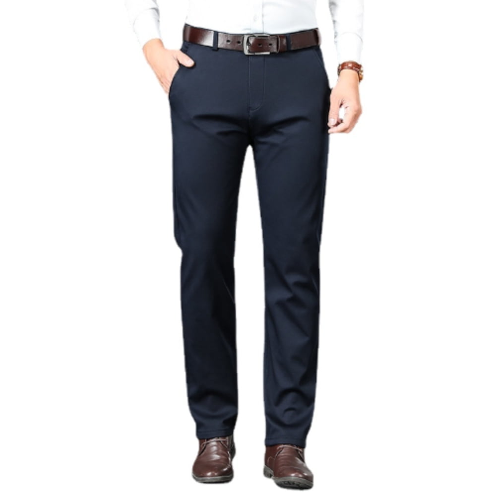 HAORUN Men Winter Warm Fleece Lined Formal Dress Pants Stretch Thermal ...