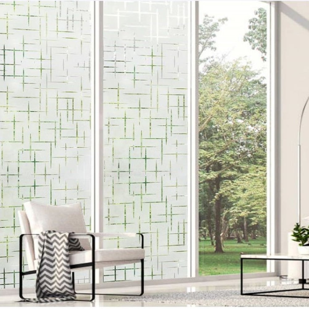 HAORUN Privacy Frosted Static Cling Window Film Cross Pattern Opaque ...