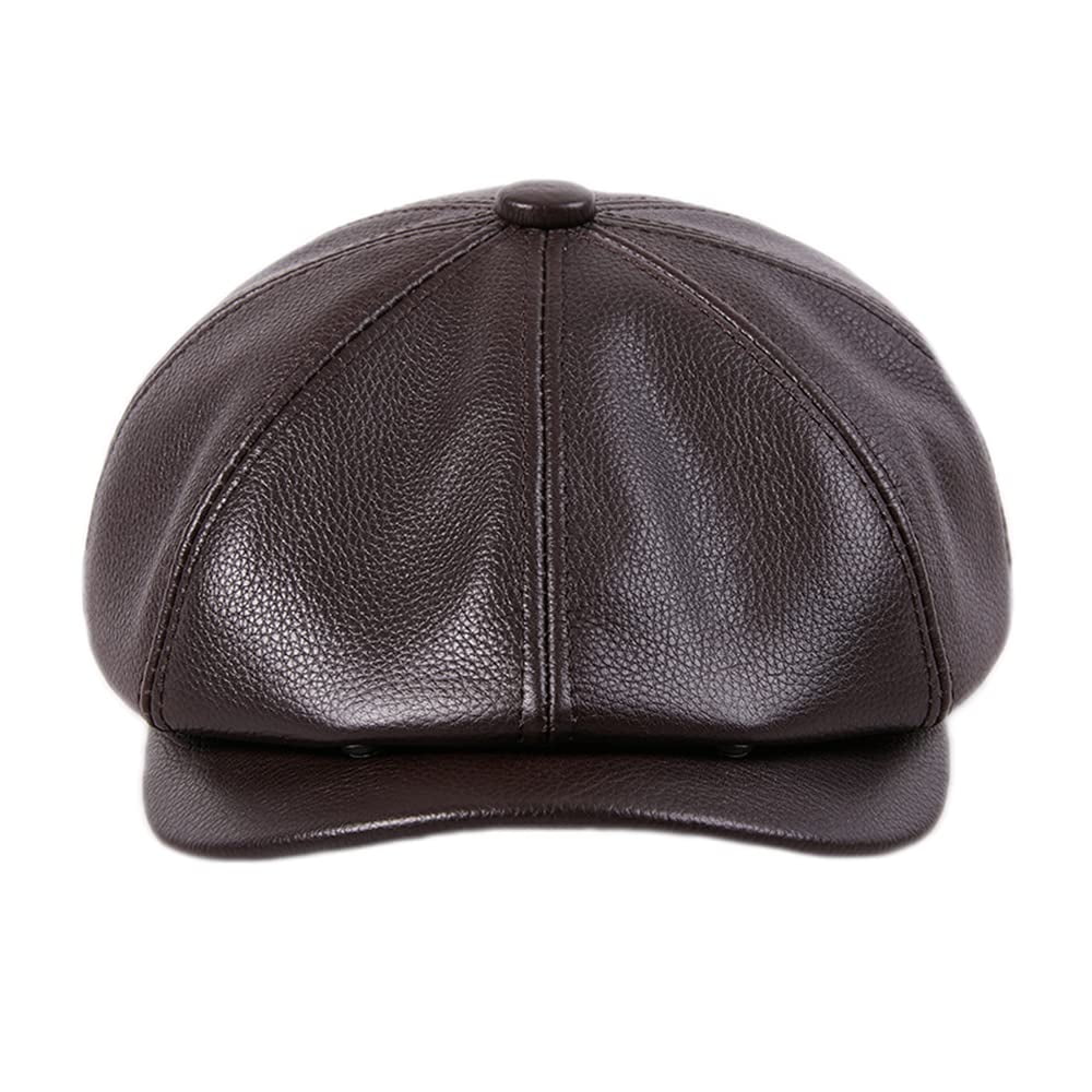 HAORUN Unisex Leather 8 Panels Newsboy Cabbie Gatsby Beret Cap Hat for ...