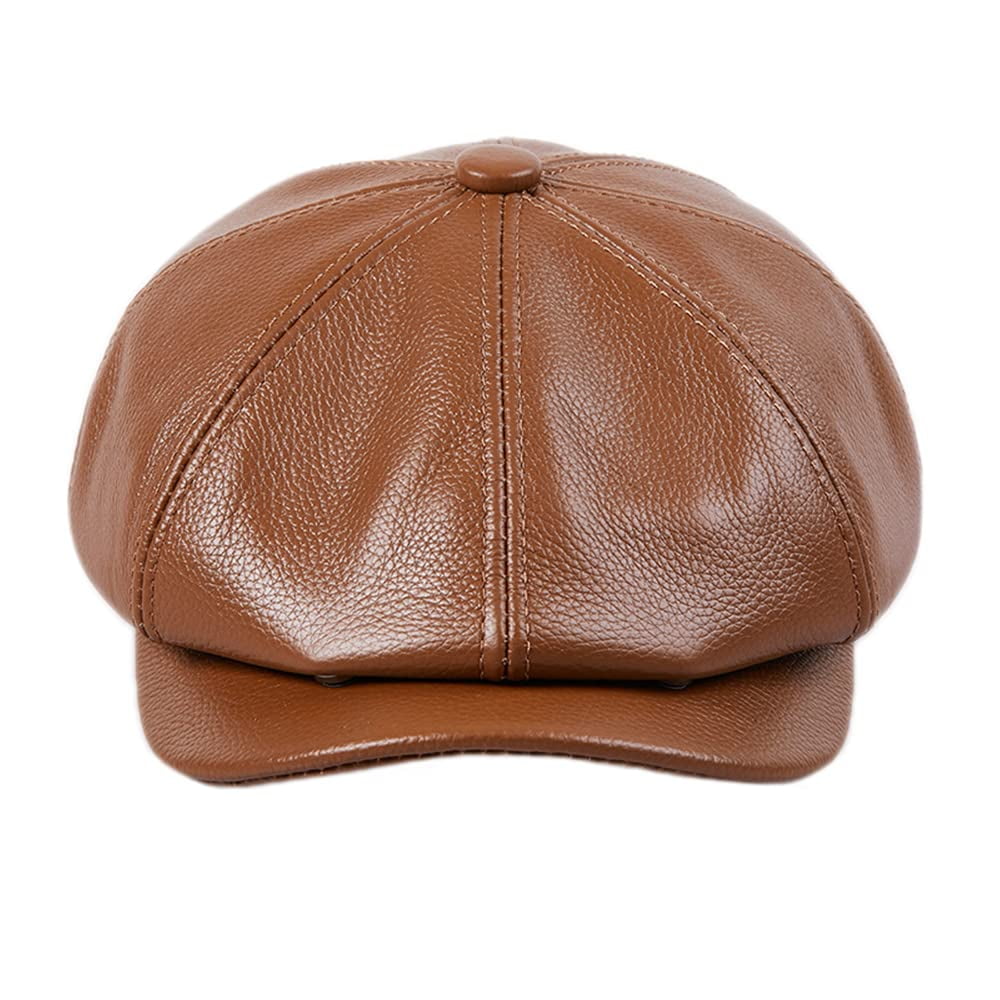 HAORUN Unisex Leather 8 Panels Leather Newsboy Cabbie Gatsby Beret Cap ...