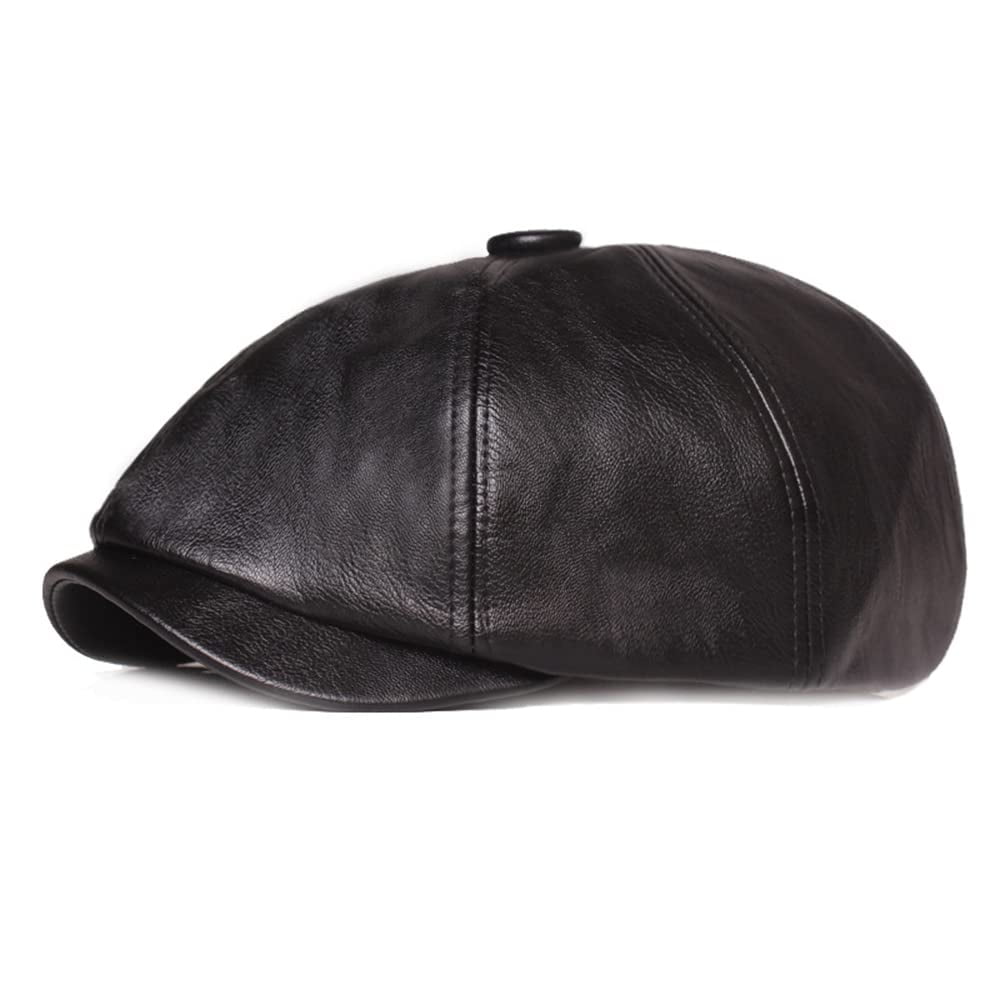 HAORUN Unisex Leather Newsboy Cap 8 Panel Flat Painter Beret Outdoor ...