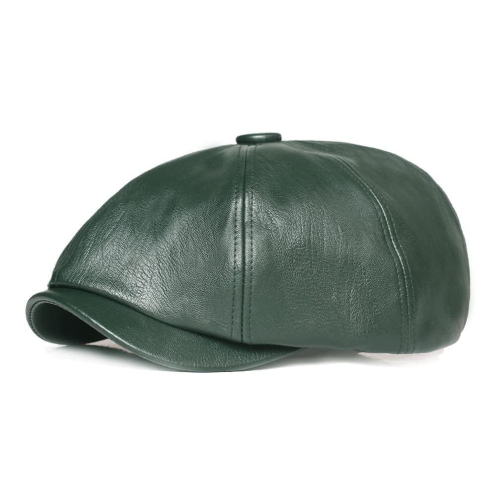 HAORUN Unisex Leather Newsboy Cap 8 Panel Flat Painter Beret Outdoor ...