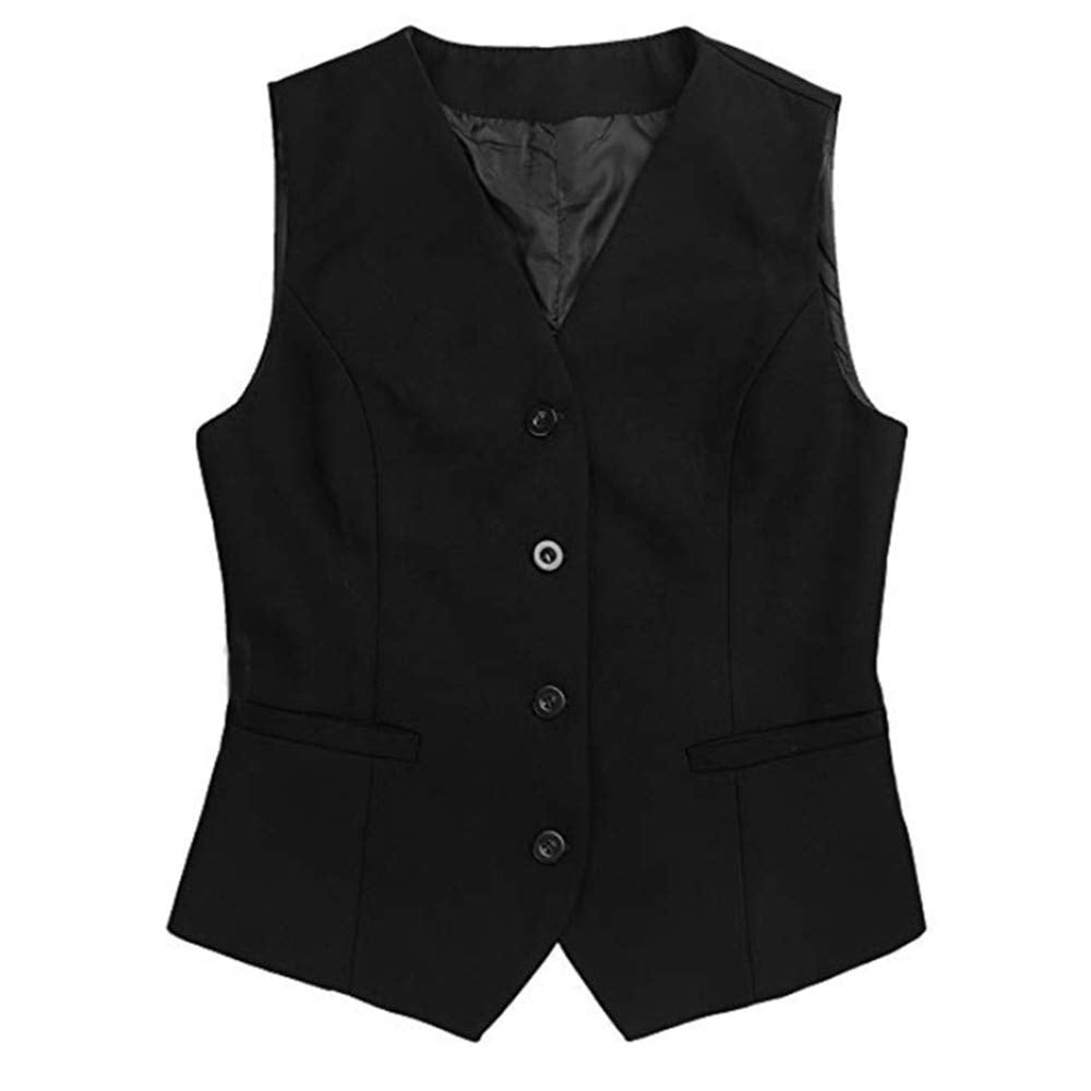 HAORUN Women Formal Waistcoat Work Suit Vest Sleeveless Coat Waitress ...