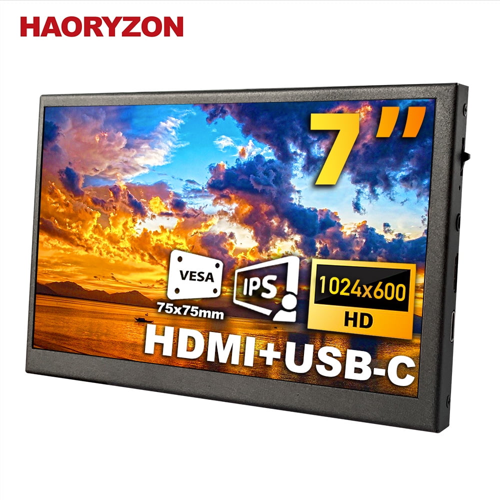 HAORYZON Compact 7-inch Monitor USB-C Small LCD Monitor IPS 1024x600 ...