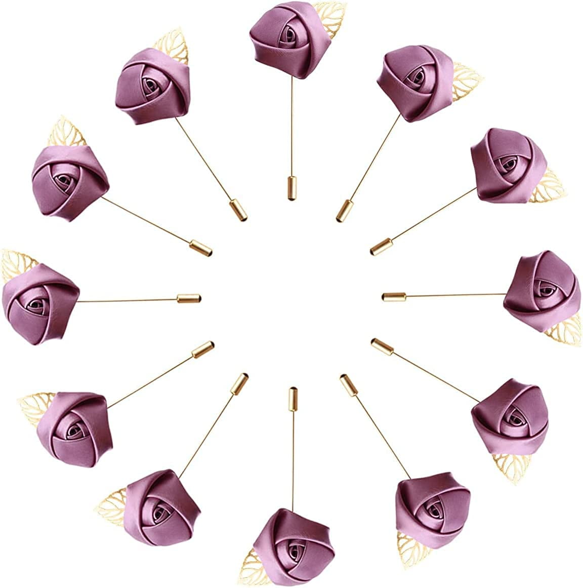 HAOSHICS 12Pcs Artificial Rose Flower Pins, Groom Suit Lapel Pin Flower ...