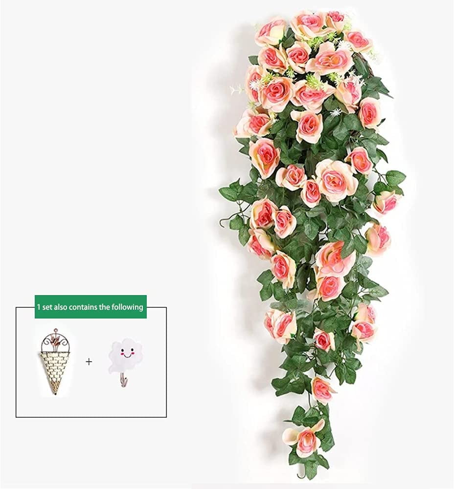 HAOSHICS 2Pcs/set Artificial Rose Flowers Hanging Vine Plants, Fake ...