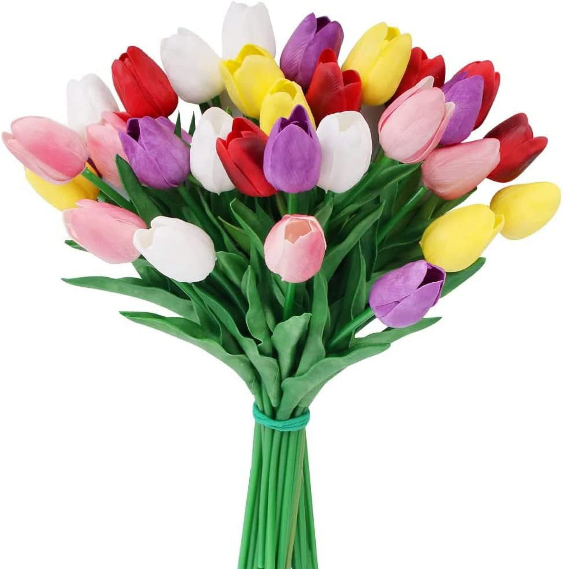 HAOSHICS 30pcs Artificial Tulips Flowers Fake Latex Tulip Stems - Real ...