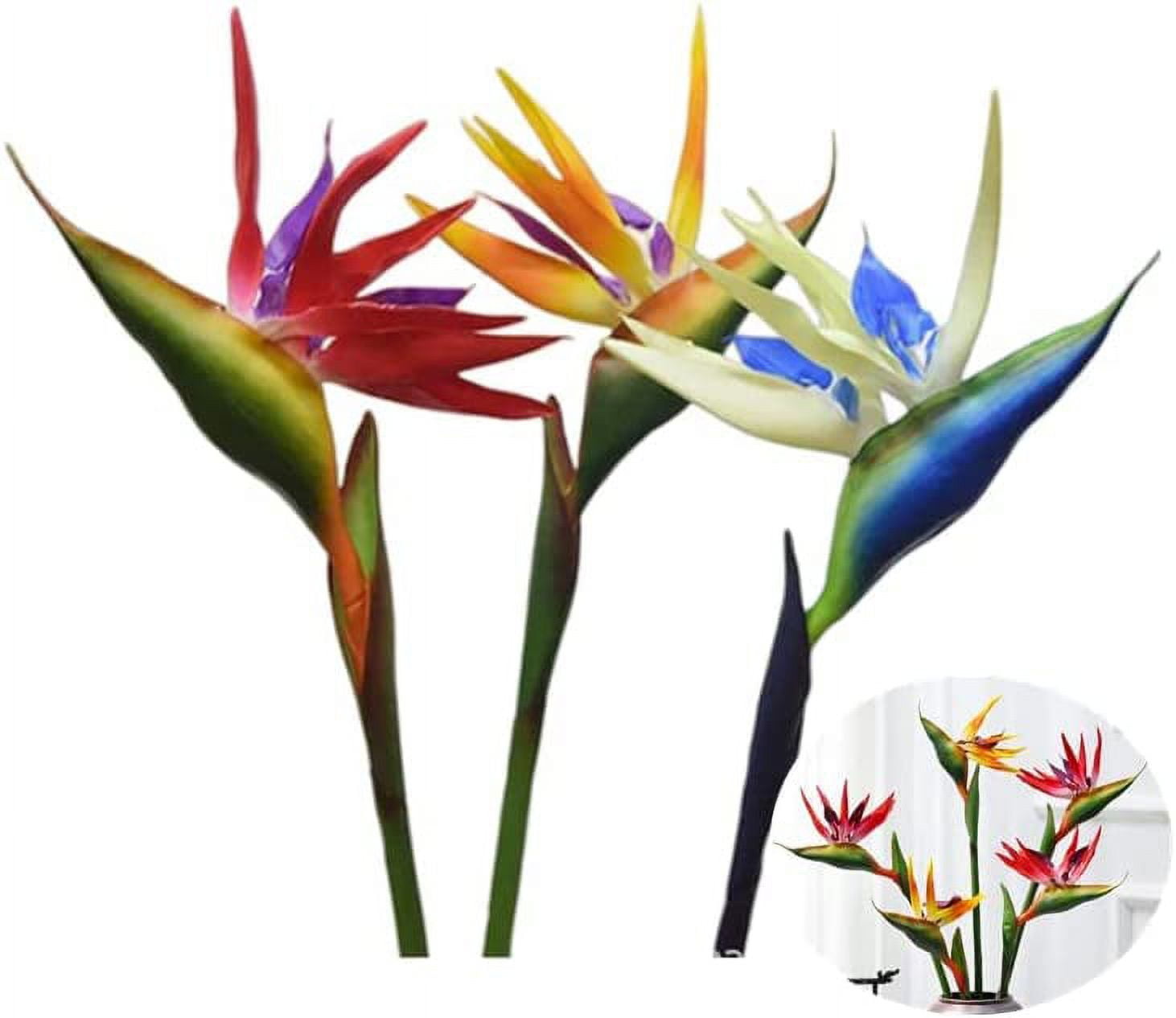 HAOSHICS 3Pcs Artificial Heaven Bird Flowers,Fake Bird of Paradise ...