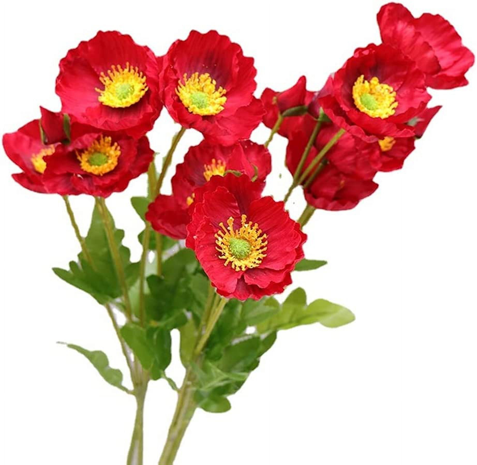 HAOSHICS 6 Pcs Artificial Poppies Flowers, Fake Chamomiles,Real Touch ...